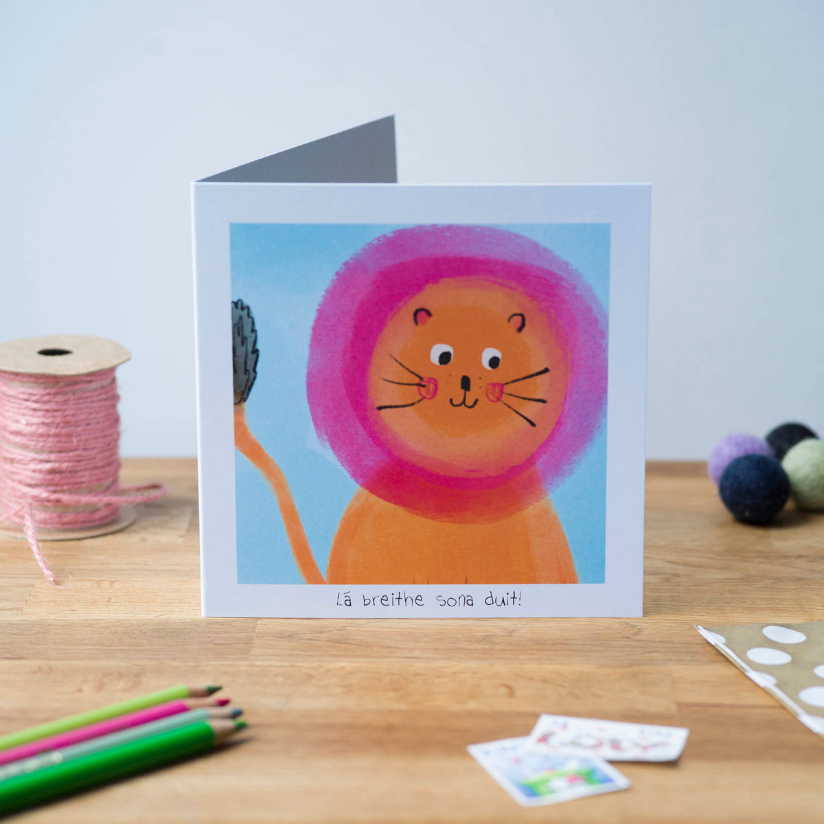 Pear Shaped Studio "Lá Breithe Sona Duit!' Happy Lion Greeting Card ...